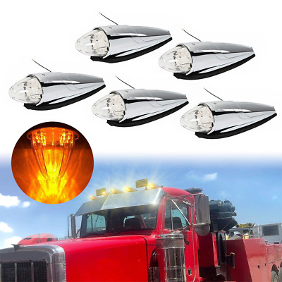 5x 17 LED Torpedo Cab Roof Top Marker Lights Kit For Kenworth Peterbilt ...