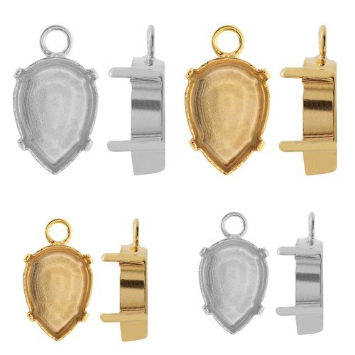 Brass Bail/Base for Embedding Pear Shape Crystals * Different Colors ...