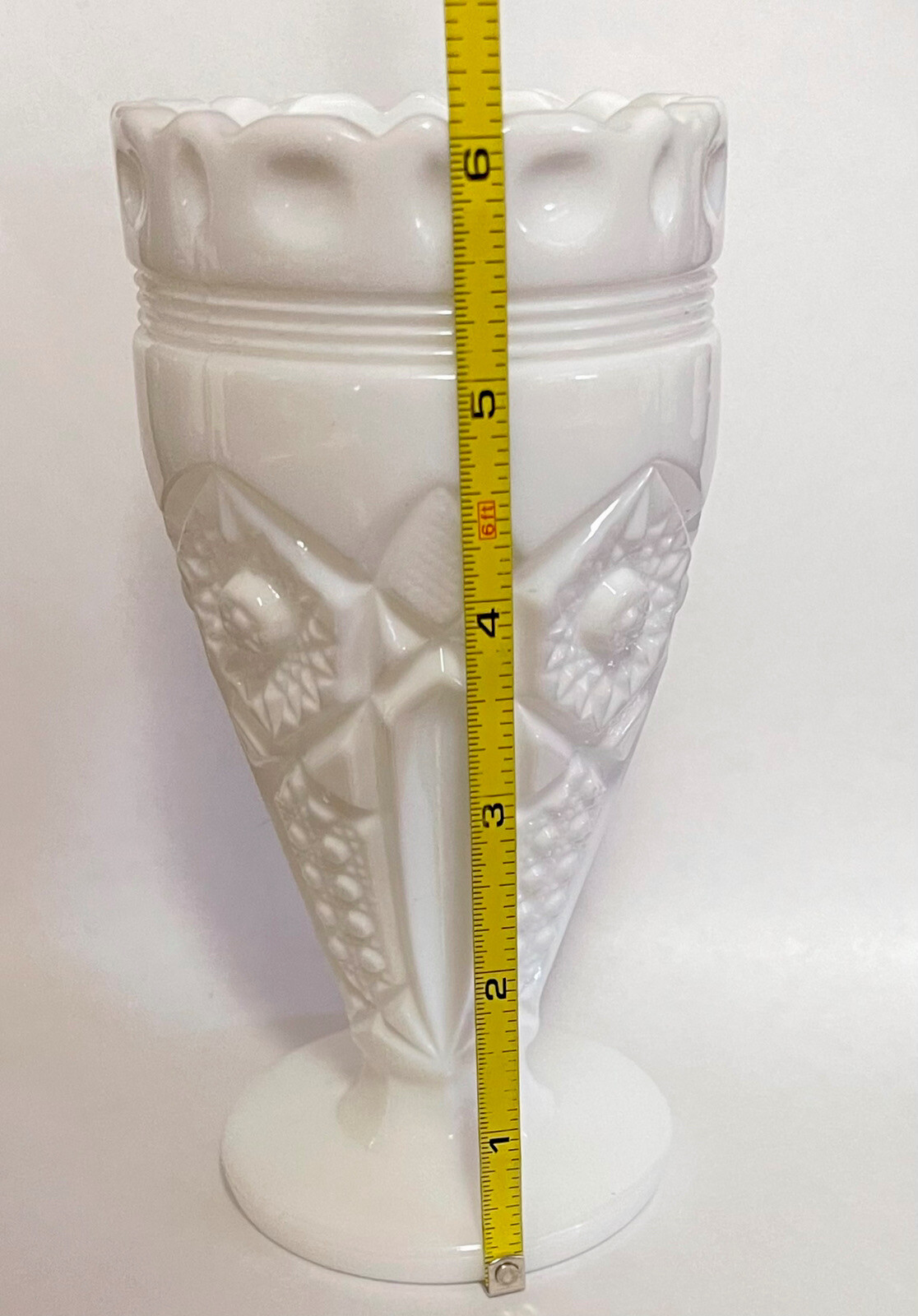 Vintage Kemple Milk Glass Quintec Pattern Vase - 6" Tall MCM 1950’s | eBay