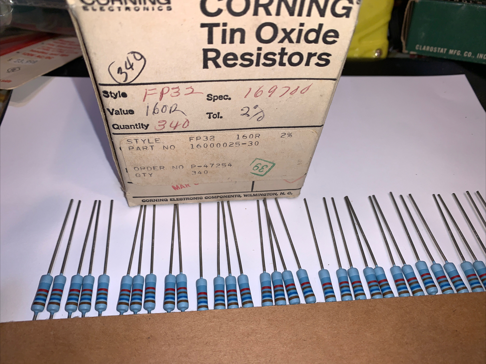 CORNING -tin-oxide Resistors 160 Ohm 1 Watt 2% New Pack Of (30) | eBay