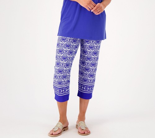 Susan Graver Women's Petite Pants PM Passport Printed Liquid Knit Ava ...