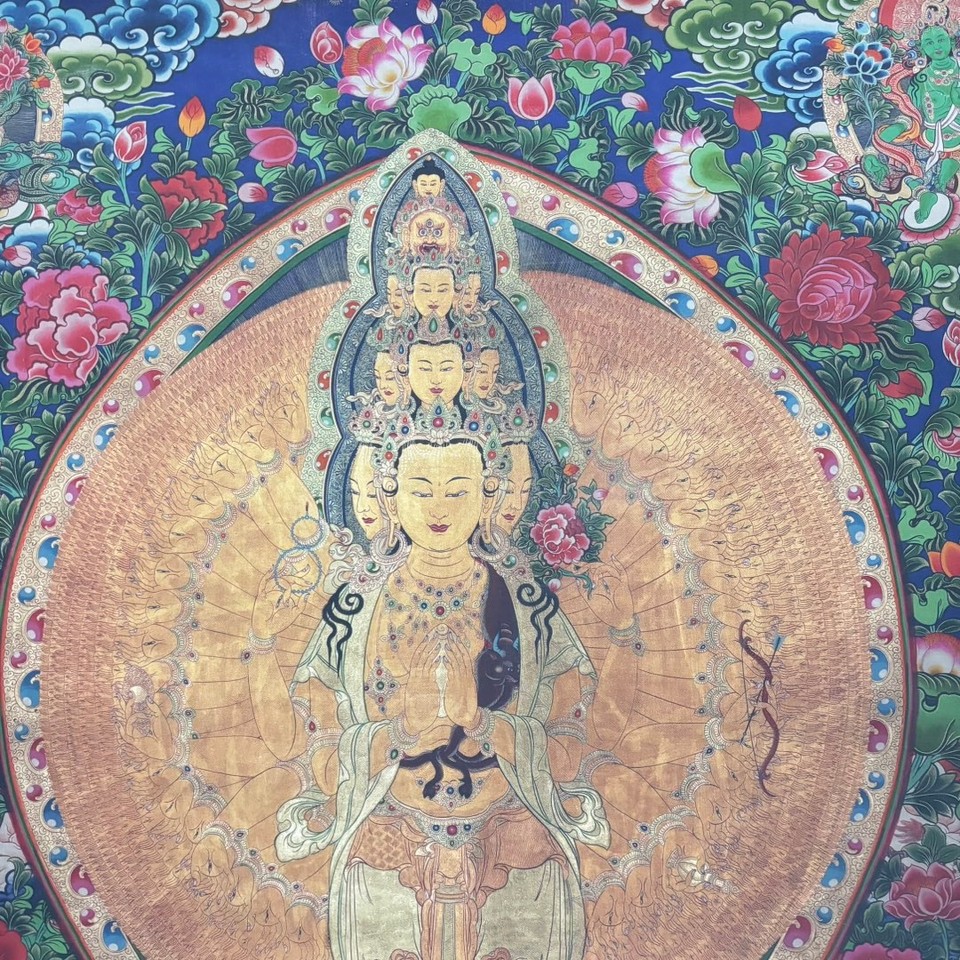 Chinese kraft paper thangka (Thousand Hand Guanyin) image | eBay