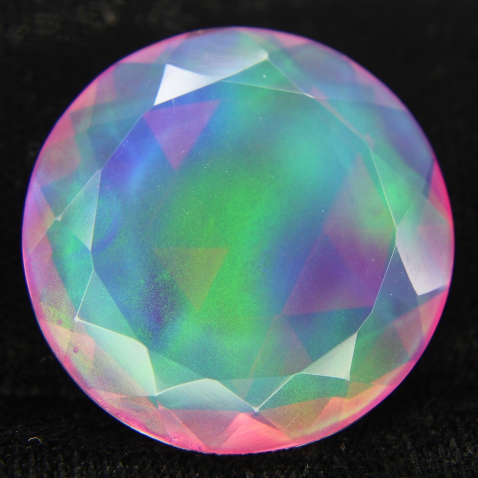 35.60 Ct Round Shape Fire Opal Triplet Multi Color Loose Gemstones ...