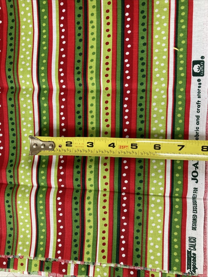 Christmas Stripe Fabric- Joann Cotton- 3 Prints | eBay