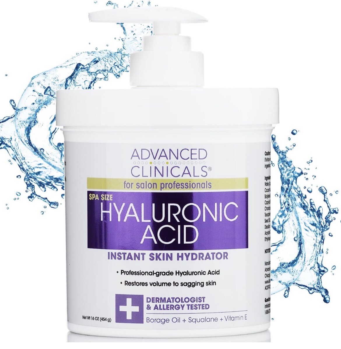 Advanced Clinicals Hyaluronic Acid Instant Skin Hydrator 16oz ...