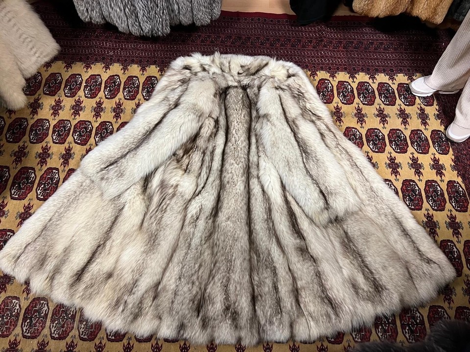 Blue Fox Fur Coat Real Fur Volpe Size 38-42 | eBay