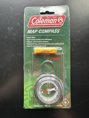 Coleman Map Compass -in & mm Scale With Cord New In Package - Liquid ...