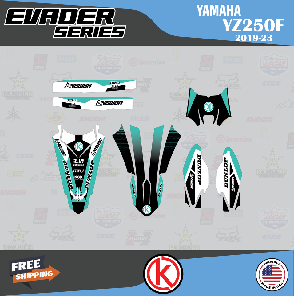 Graphics Kit for Yamaha YZ250F 2019 2020 2021 2022 2023 Evader ...