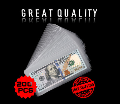 200 PCS Currency Sleeves Bill Holder Plastic Paper Money Holders ...