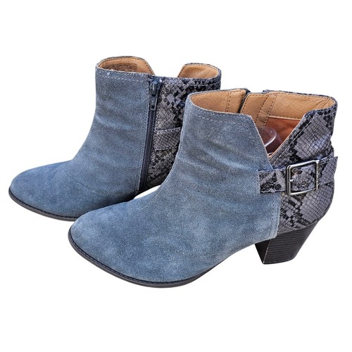 Vionic Naomi Gray Ankle Boots Suede Snake Embossed Block Heel Size 7.5 ...