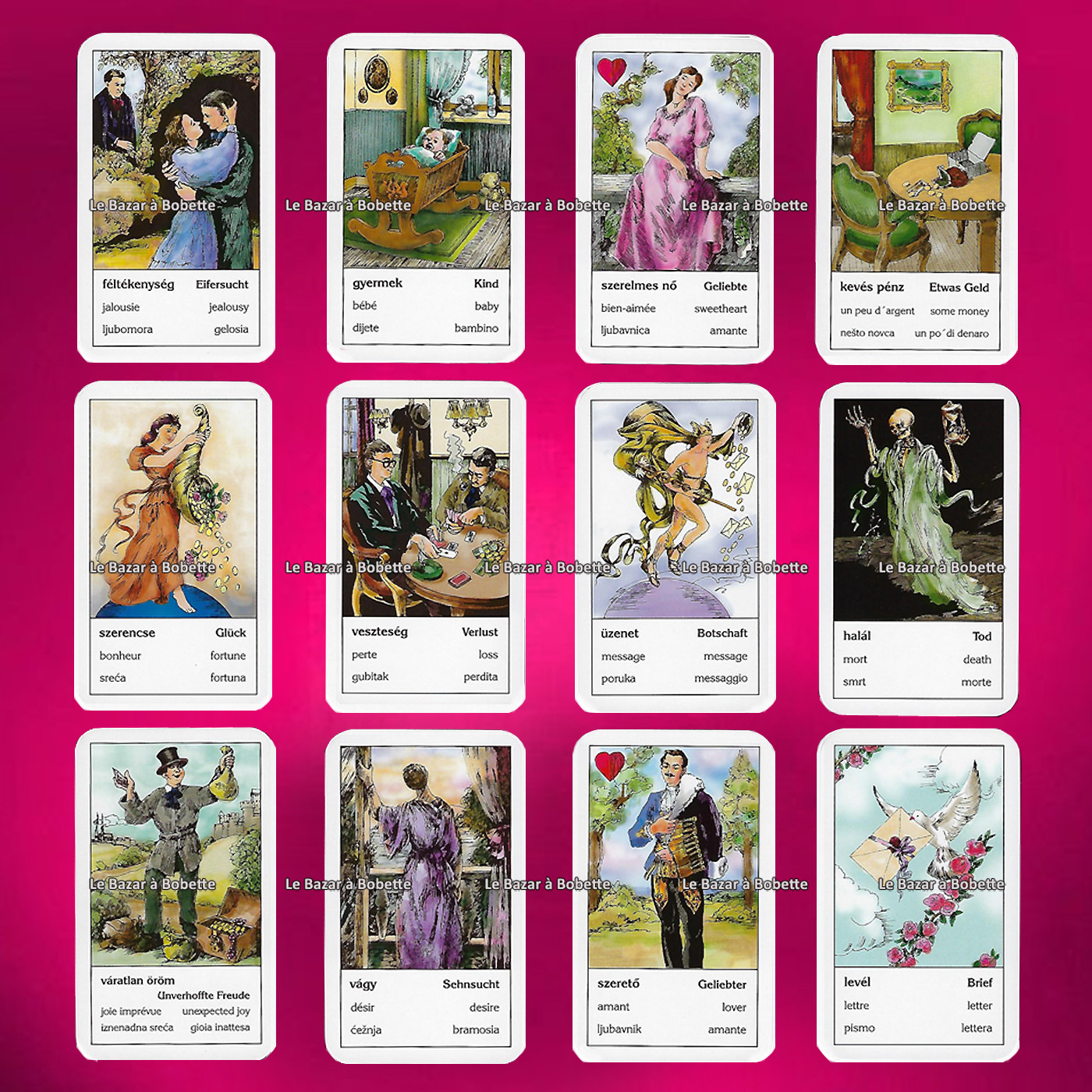 JEU CARTES DIVINATOIRES - TAROT ORACLE TZIGANE GITAN Hongrois 36 Cartes ...