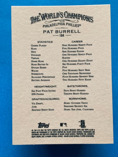 2007 Topps Allen & Ginter's - #184 Pat Burrell for sale online | eBay