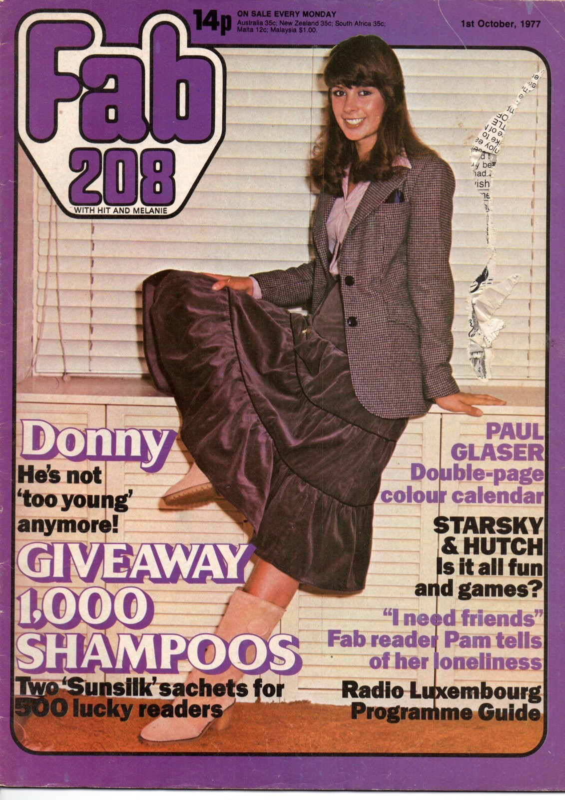 Fab 208 Magazine 1 October 1977 Paul Michael Glaser Donny Osmond | eBay