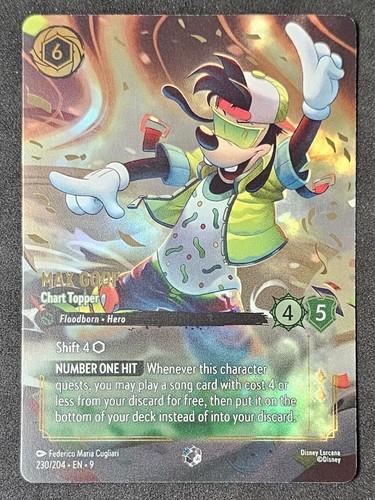 Disney Lorcana Fabled MAX GOOF Chart Topper ENCHANTED #230/204 | eBay