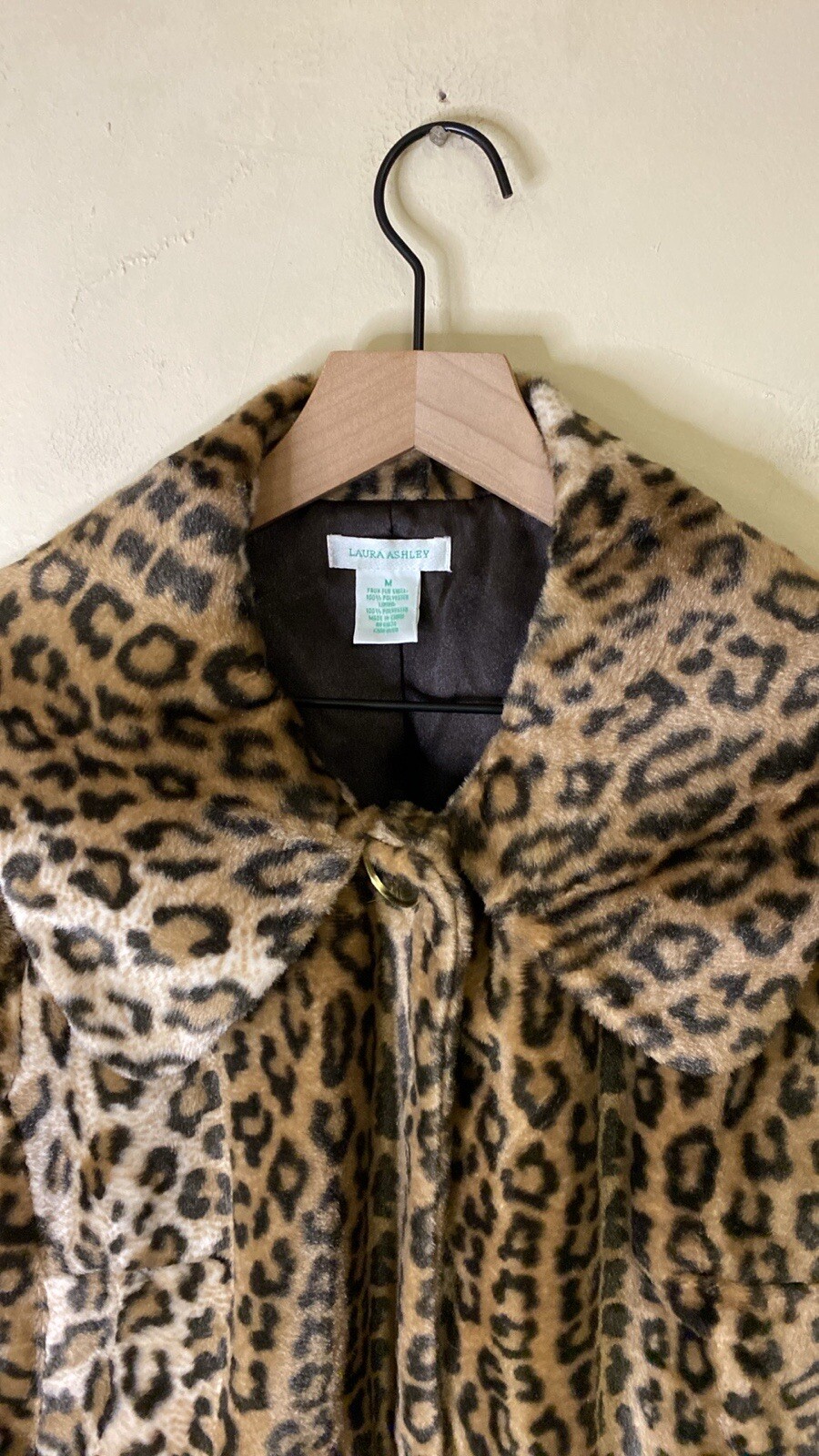Laura Ashley Coat Cropped Faux Fur Animal Print Accen… - Gem
