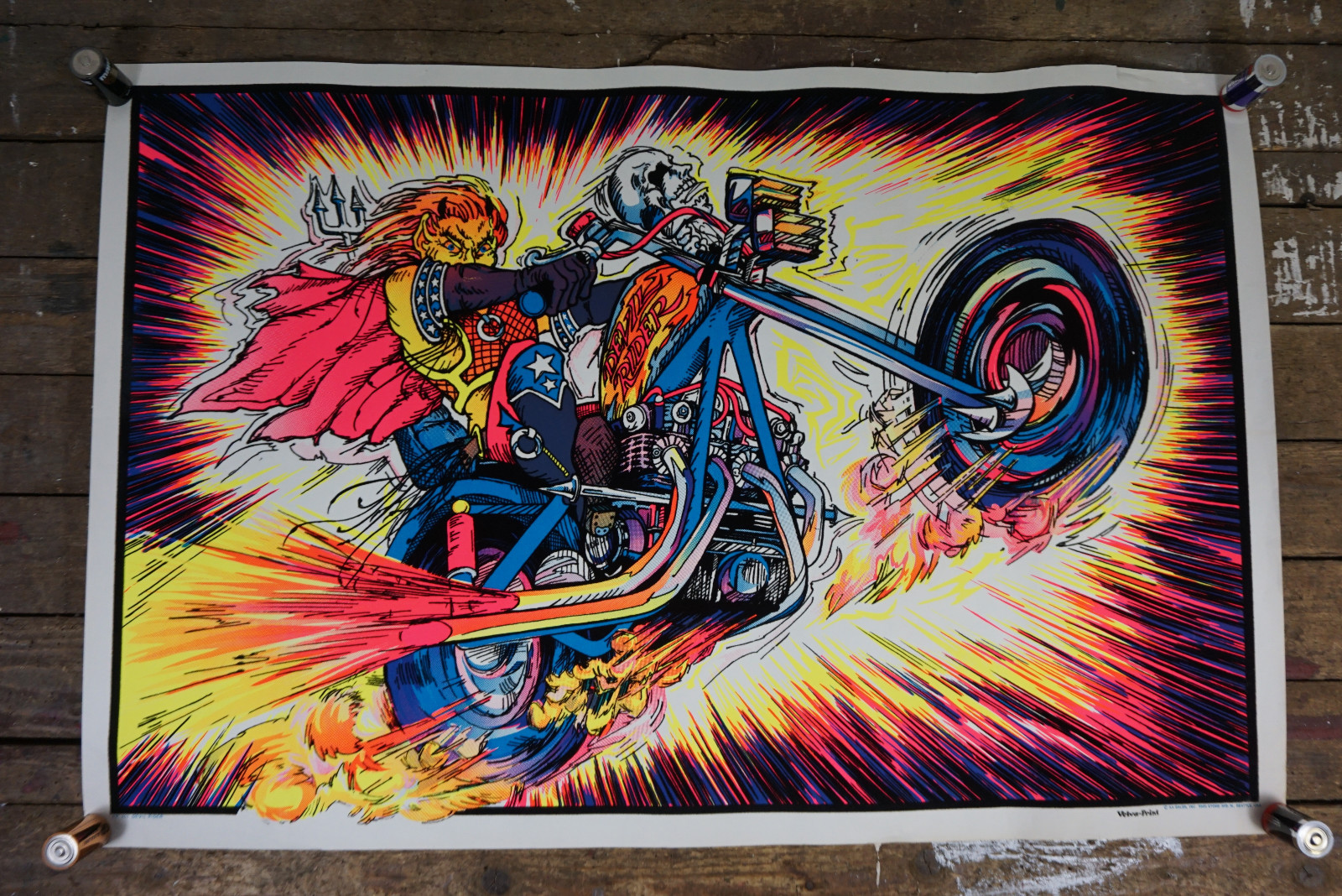 Original Velva Print DEVIL RIDER Blacklight Schwarzlicht Poster 70er ...