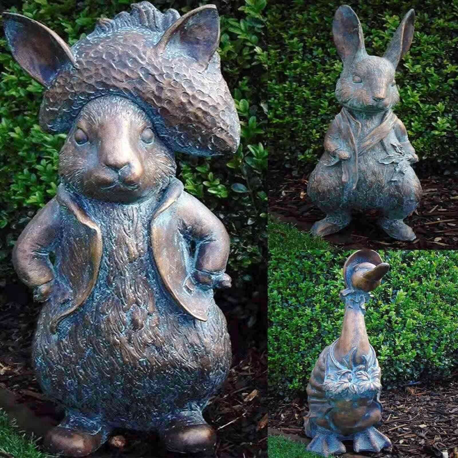 Garden Rabbit Statues Decorative Figurine Ornaments, Indoor Outdoor ...