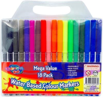 18pcs Water Coloured Colour Pens Marker Textas Non Toxic Craft Kid ...