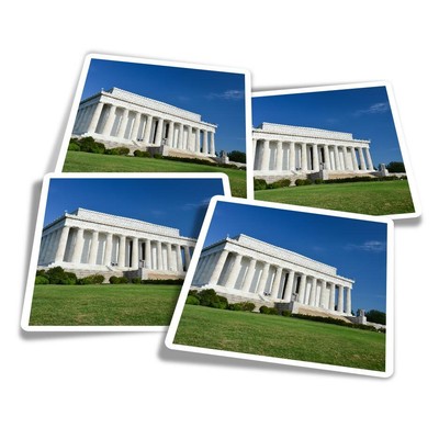 4x Square Stickers 10 cm - Abraham Lincoln Memorial USA America #8911 ...