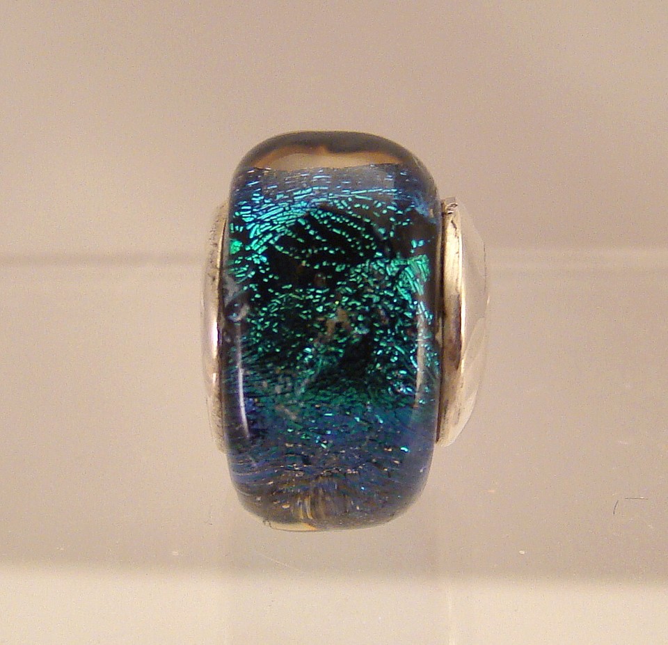 Reflection Beads OG Sterling Turquoise Blue Triangle Dichroic Glass ...