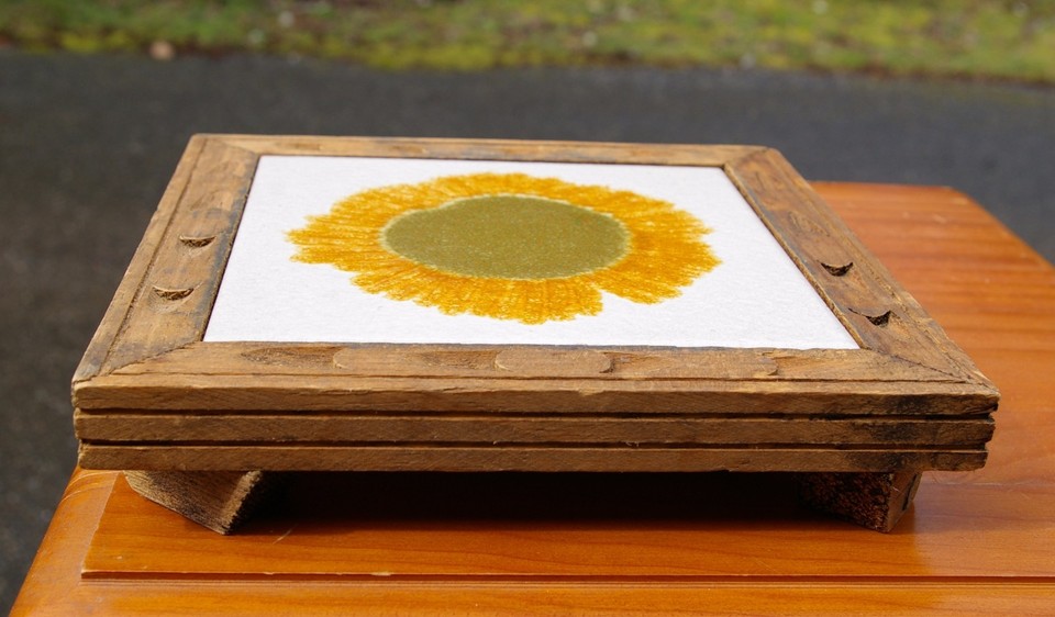 Wood Framed Sunflower Tile Trivet Pottery Art Ceramica & Marco Italy | eBay