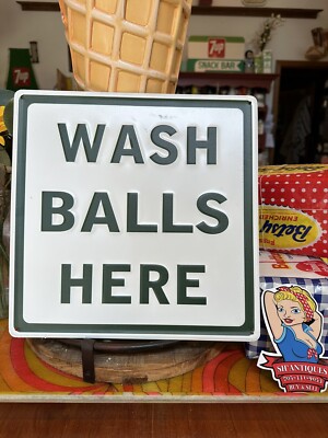 wash balls here embossed metal sign | eBay