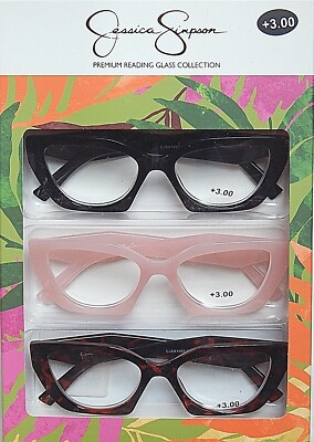 JESSICA SIMPSON 3-PACK PREMIUM READING GLASSES READERS +1.50+2.00+2.50 ...