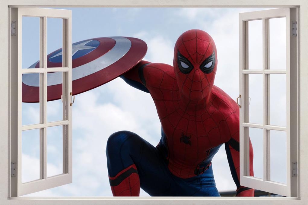 Captain America Civil War Spider-Man 3D Window Decal Wall Sticker Art ...