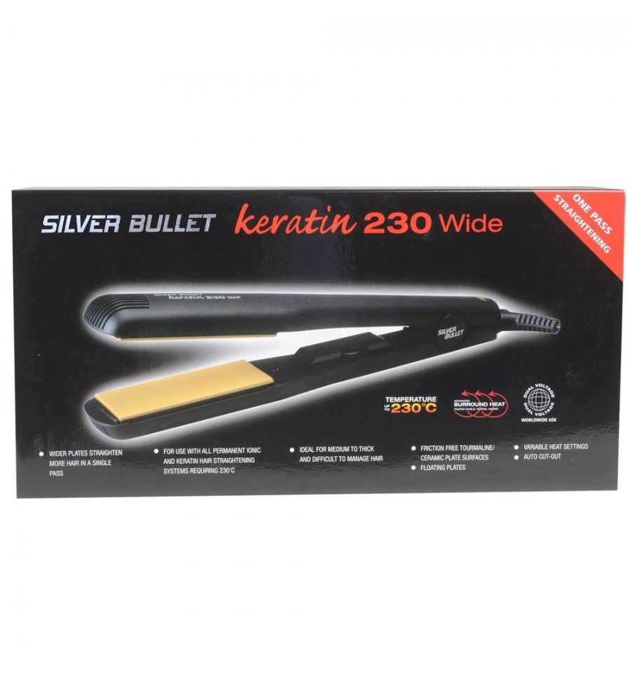 SILVER BULLET KERATIN 230 WIDE PLATE STRAIGHTENING IRON +Matt, CLIPS ...