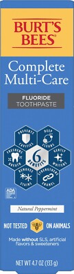 New BURT'S BEES COMPLETE MULTI-CARE FLUORIDE TOOTHPASTE EXP 10/2024 | eBay