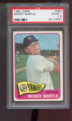 1965 Topps #350 Mickey Mantle PSA 2.5 Graded Baseball Card MLB New York ...