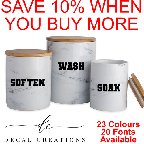 Soak Soften Wash Set Laundry Washing Organisation Vinyl Decal Label ...