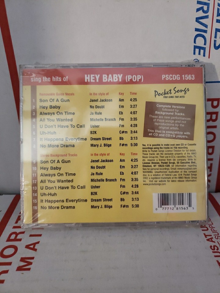 New POCKET SONGS KARAOKE DISC PSCDG 1563 HEY BABY POP CD+G MULTIPLEX ...
