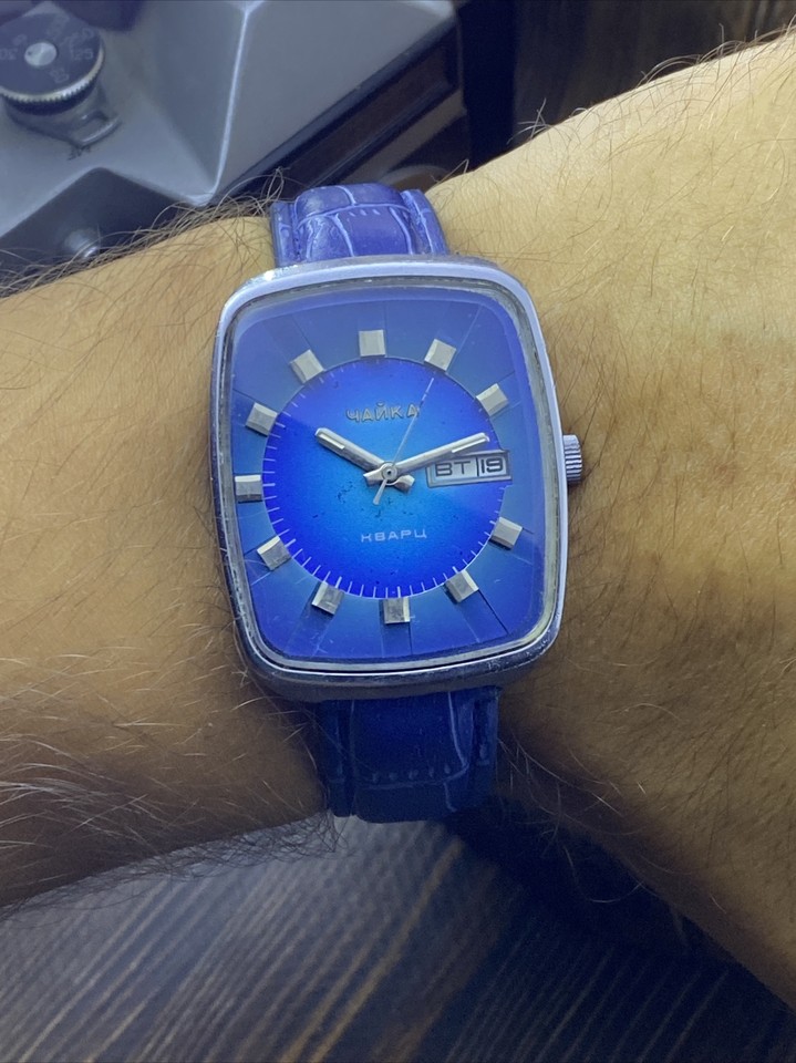 Watch Chaika Quartz Rezonator 3050 Soviet electronic-mechanical Blue ...