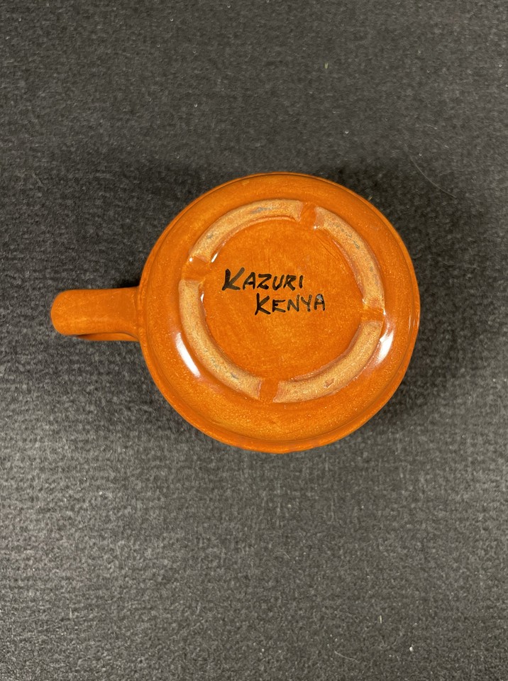 African Pottery Red Ware Cup & Saucer Signed Kazuri Kenya Primitive ...