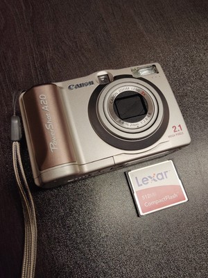 Canon PowerShot A20 Digital Camera with Memory Card - Tested & Working ...