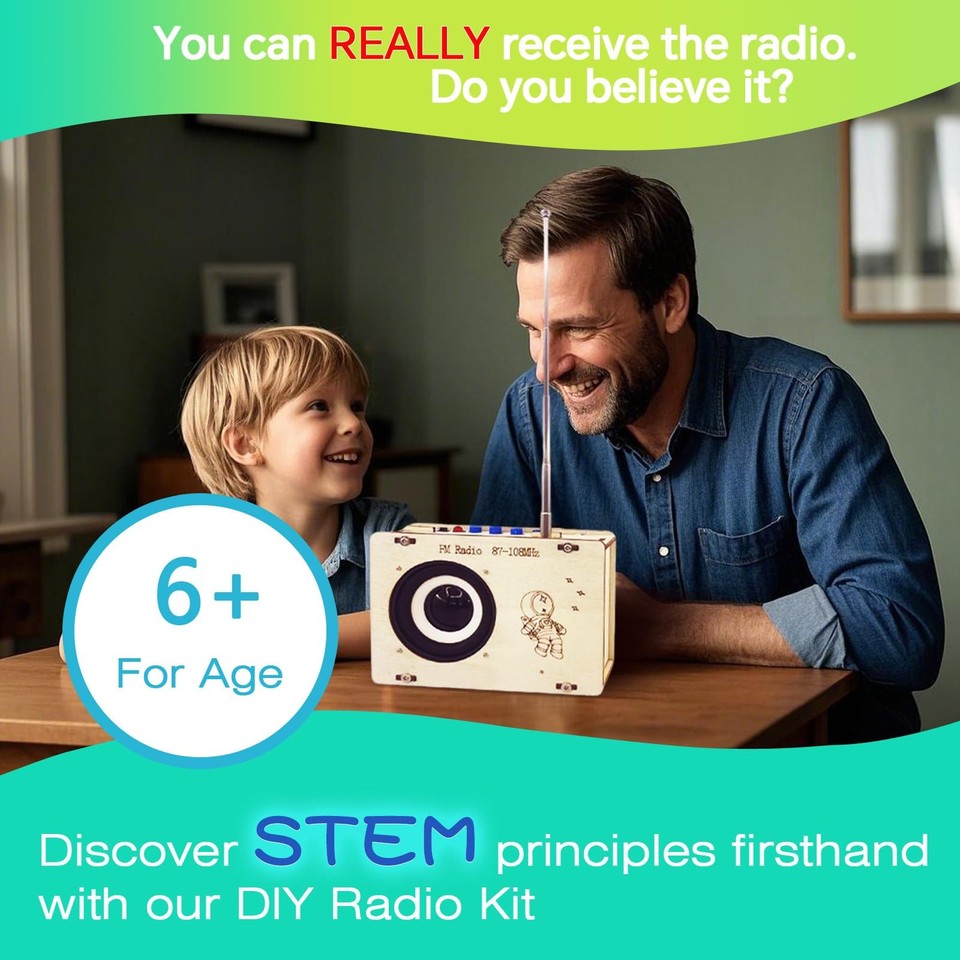 DIY Radio Kit, Wooden FM 87-108MHz Science Kits for Age 8-12 12-14 ...