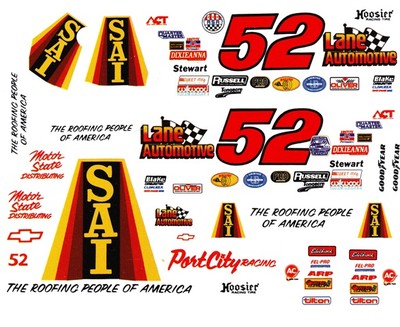 #52 Lane Automation Chevy Port City Racing 1/32 Scale Decals Slot Car ...