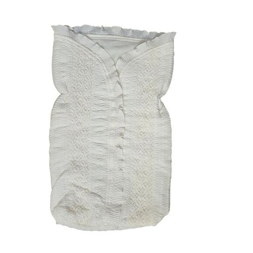 VINTAGE fancy frilly white crochet baby bunting stroller blanket ...