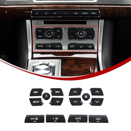 14PCS Alloy Black Climate Console Button Repair Cover For Jaguar XF ...