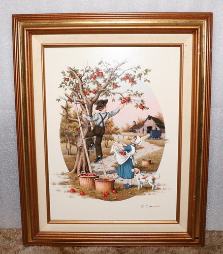 C. Carson Oil Painting- Children Apple Picking Unstretched | eBay