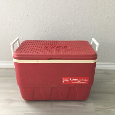 Vintage Coca-Cola Coke Carry Picnic 25 qts Cooler Ice Chest & Box | eBay