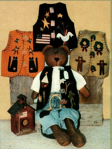 Harry Beary Stuffed Soft Sculpture Bear Pattern Country Folk Art Four ...