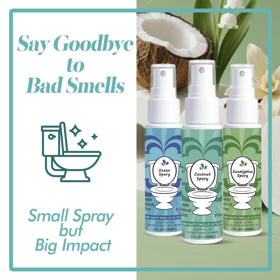 Toilet Spray for Poop 3 Pack, Travel Size Variety, Bathroom Odor ...