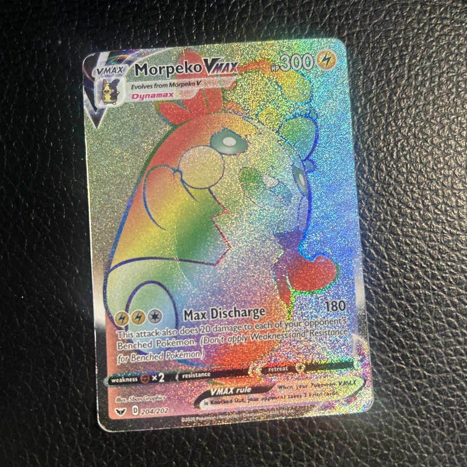 Pokémon Morpeko VMAX TCG Rainbow Secret Rare Card 204/202 Sword ...