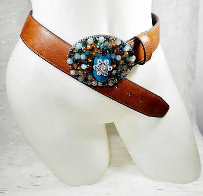 Turquoise Multi Silver Bling Buckle,Custom Handcrafted~Interchangeable ...