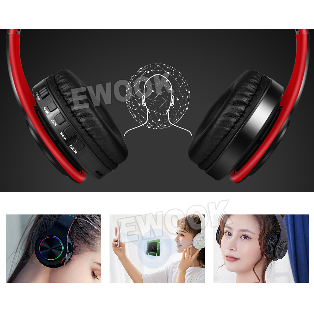 Wireless Headphones Bluetooth Noise Cancelling Stereo Earphones Over ...