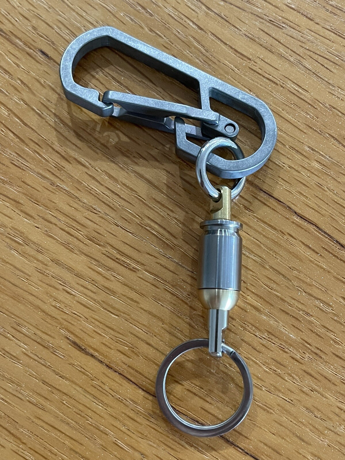 Titanium EDC Carabiner, Keychain Key Ring, Titanium/ Brass Bullet Bead ...