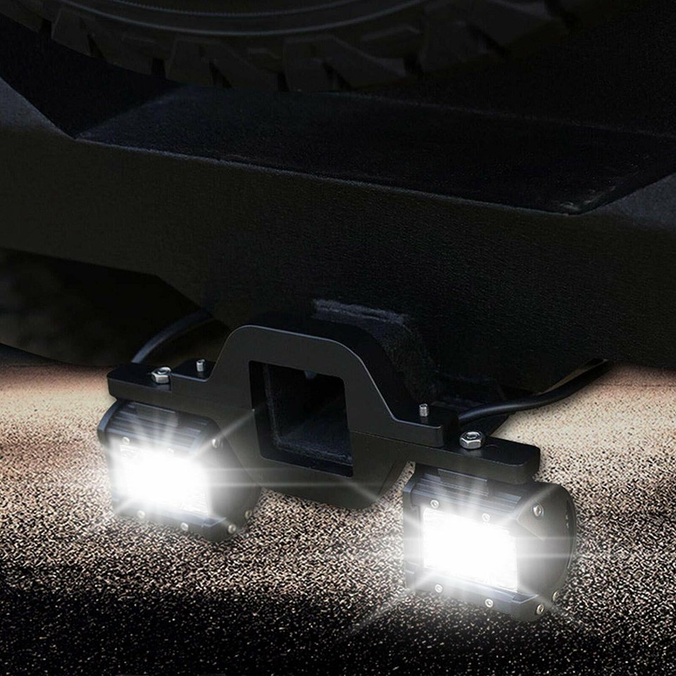 Towing Hitch Mount Brackets with 4 Inch LED Work Light Combo Kit Truck ...