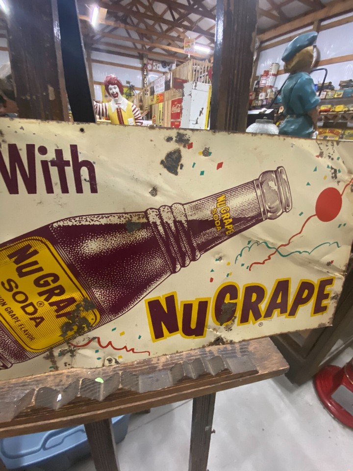 Vintage RARE Horizontal NuGrape Soda Sign 30" x 12" | eBay